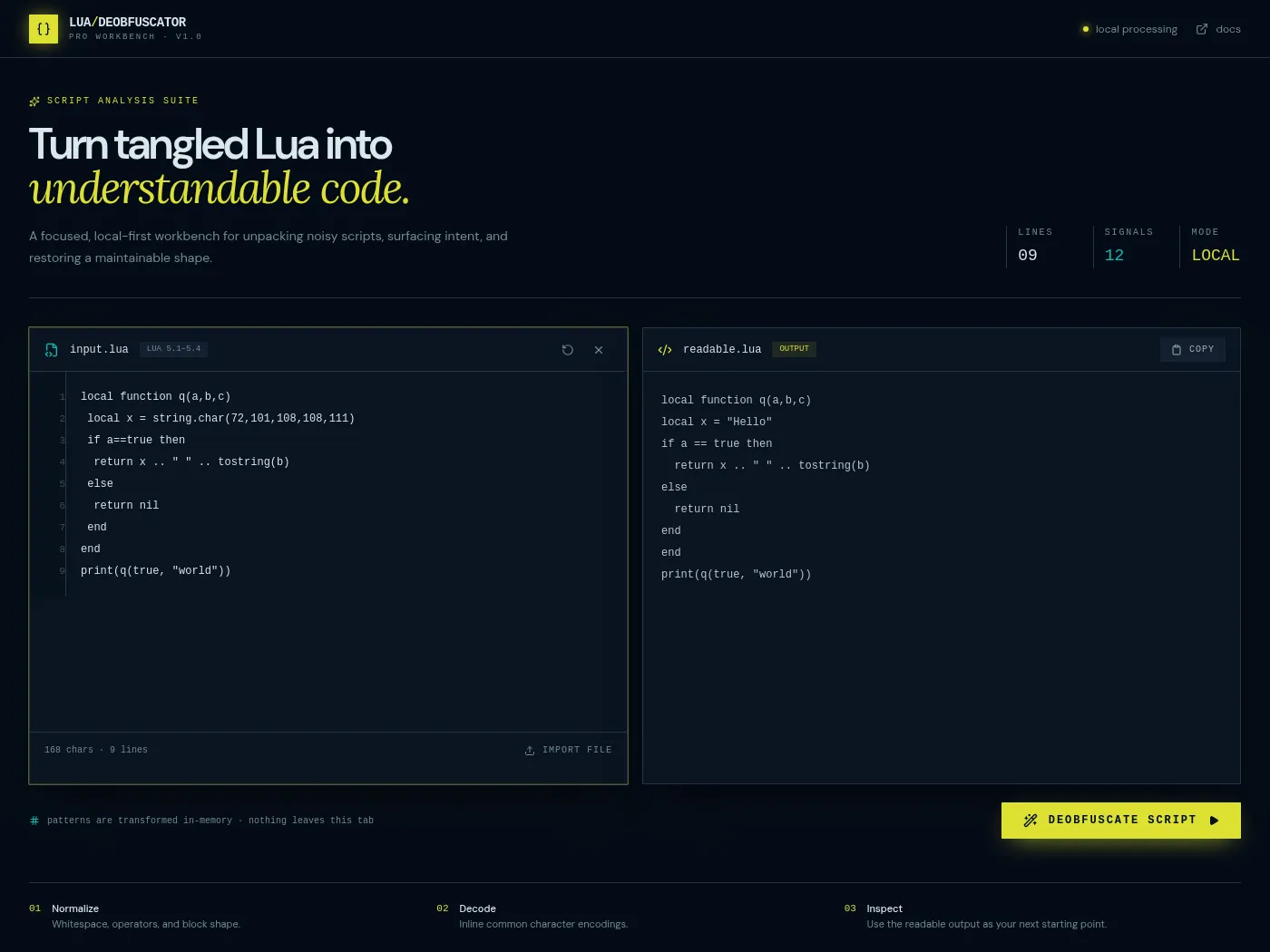 Lua Deobfuscator Pro
