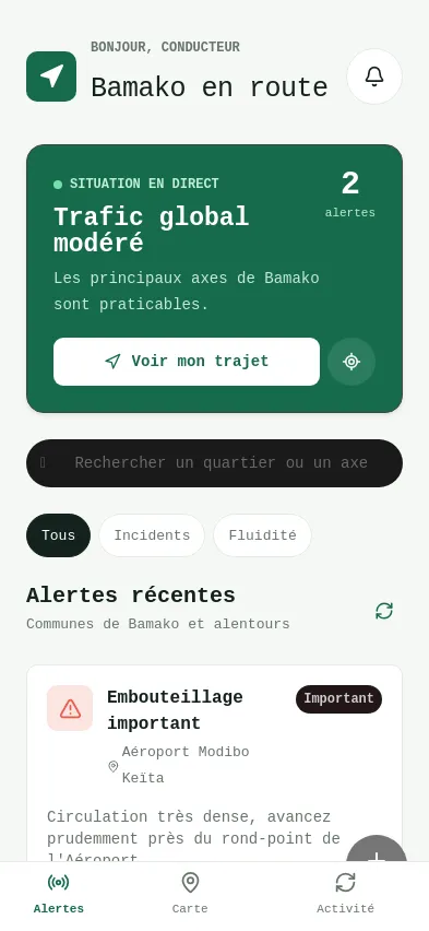 Bamako Traffic Alert