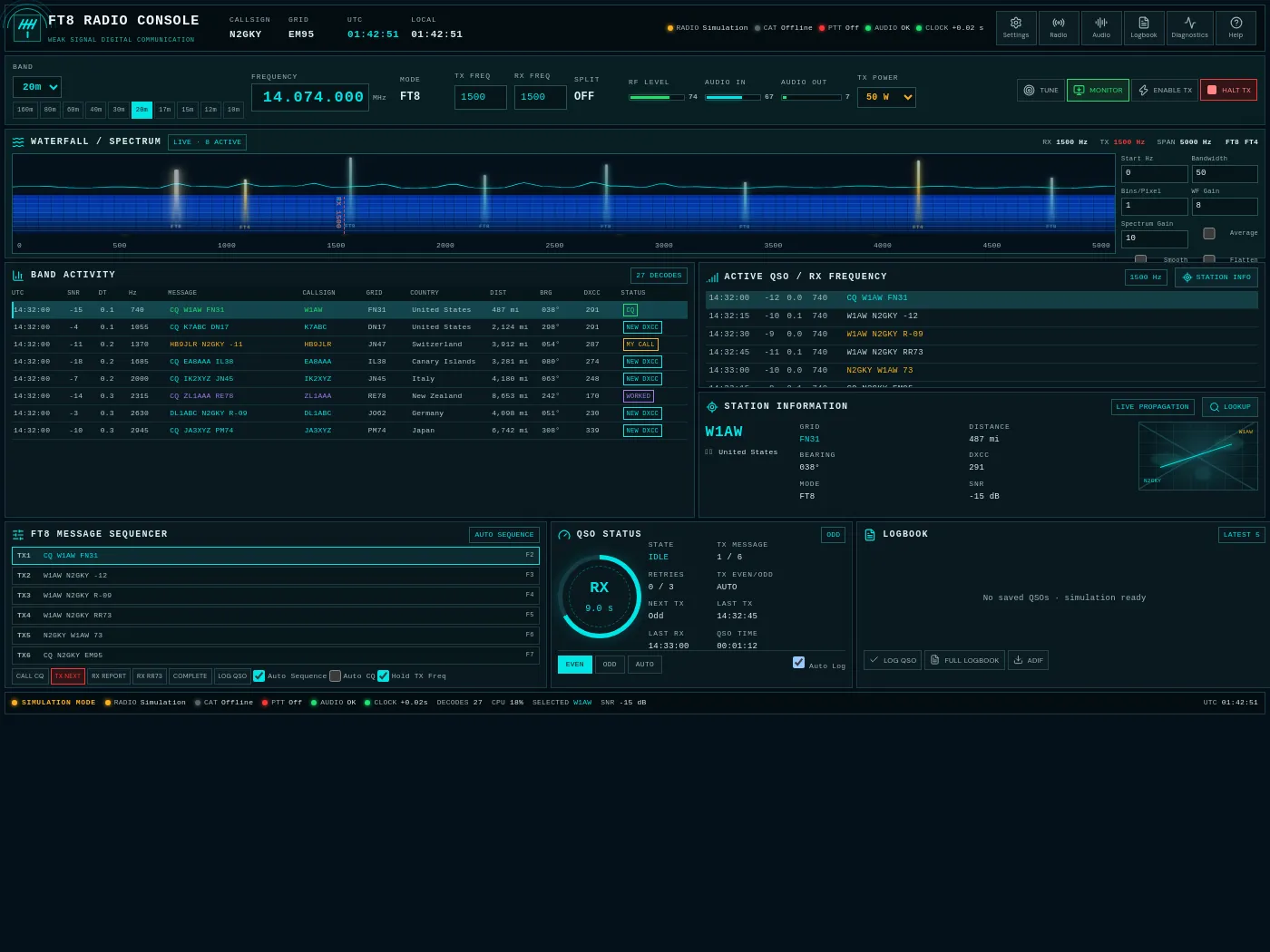 FT8 Radio Console