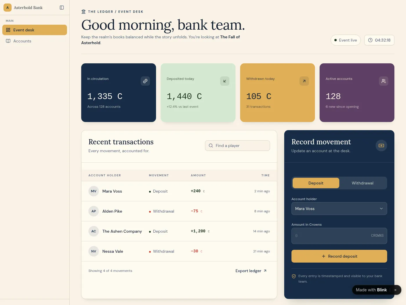 LARP Bank Manager