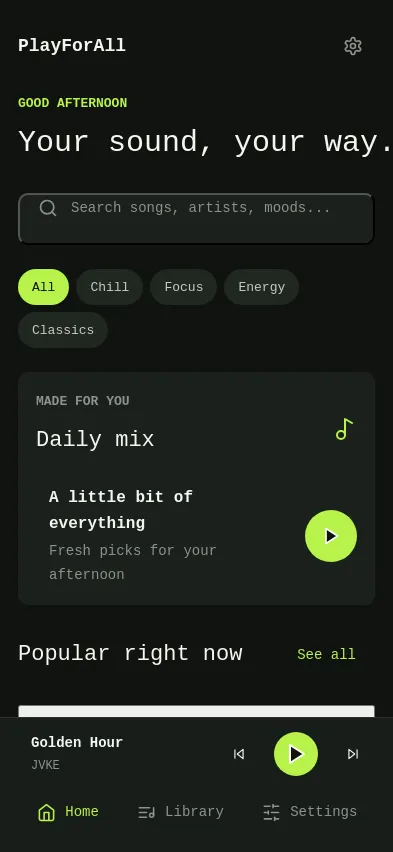 PlayForAll Music App