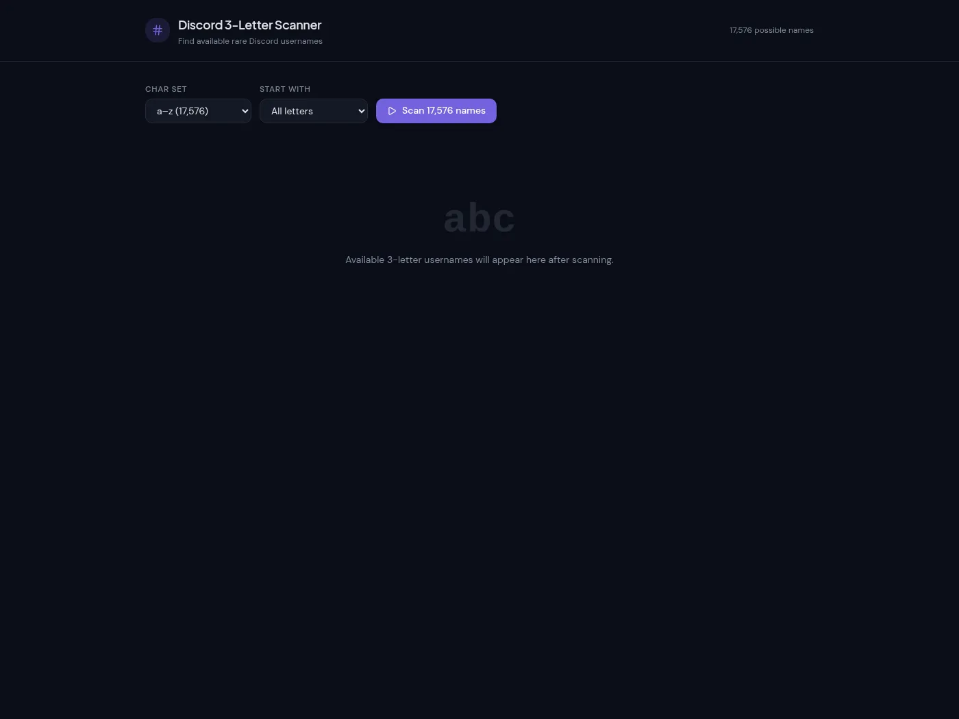 Discord 3-Letter Scanner