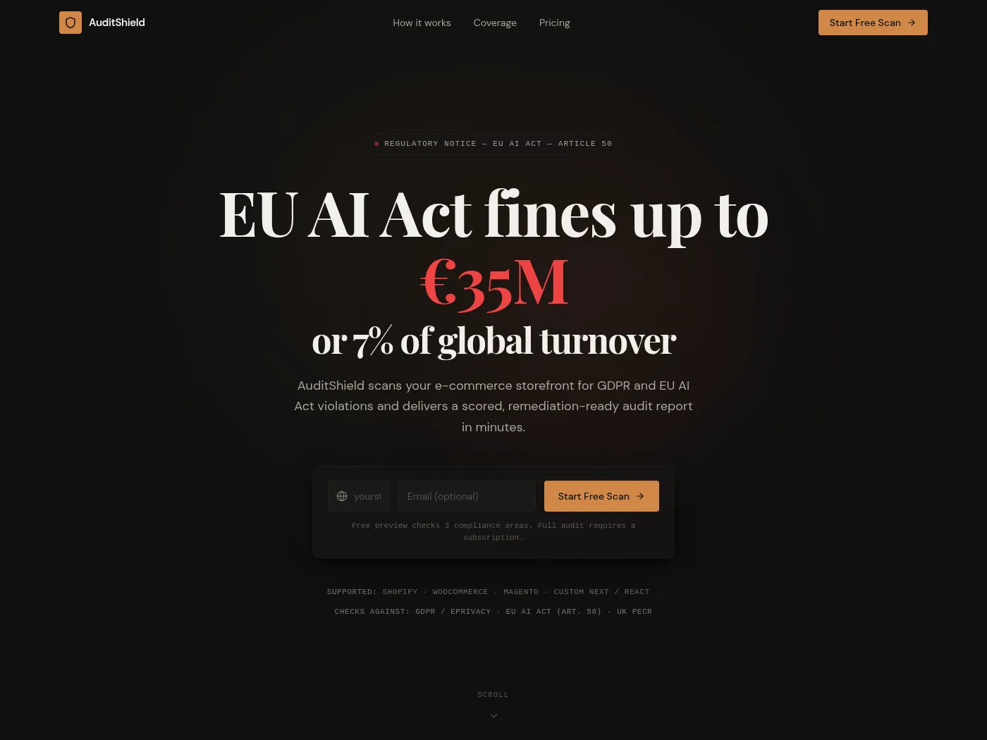 AuditShield Landing Page