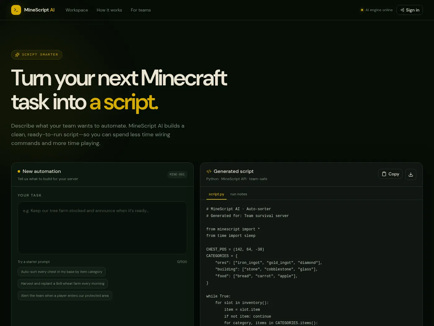 MineScript AI Assistant