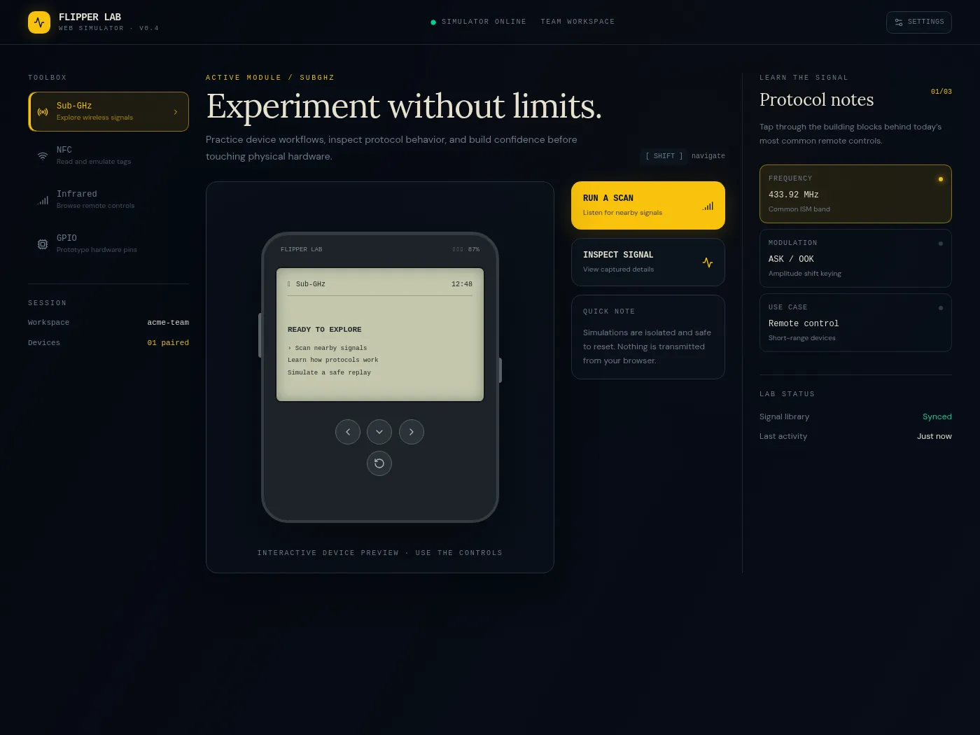 Flipper Zero Web Sim