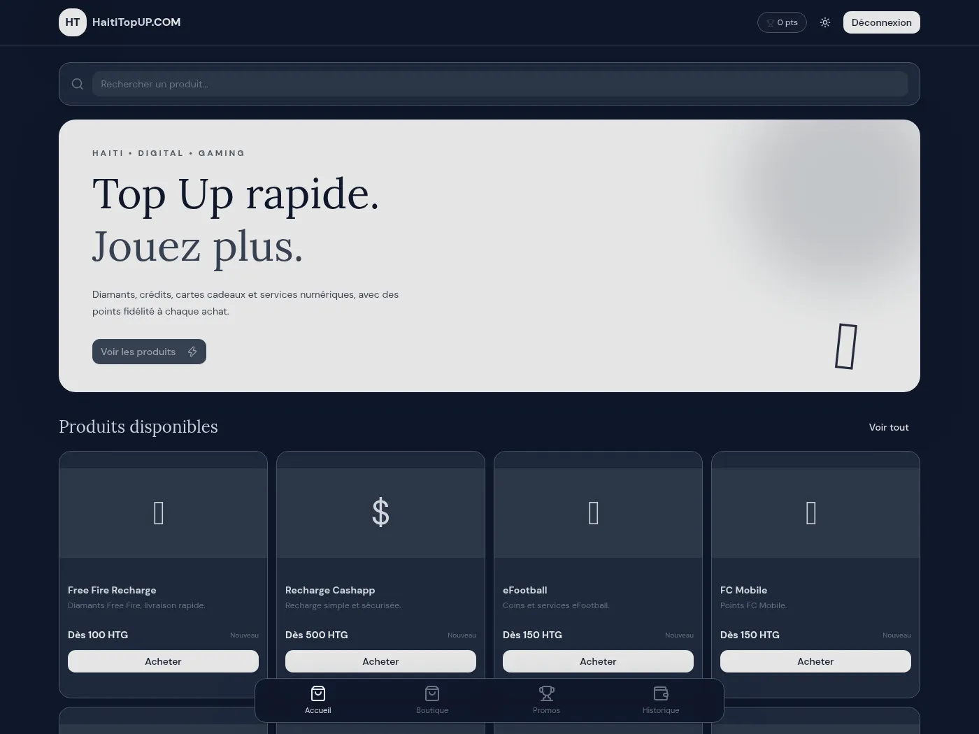 HaitiTopUP Rewards Platform