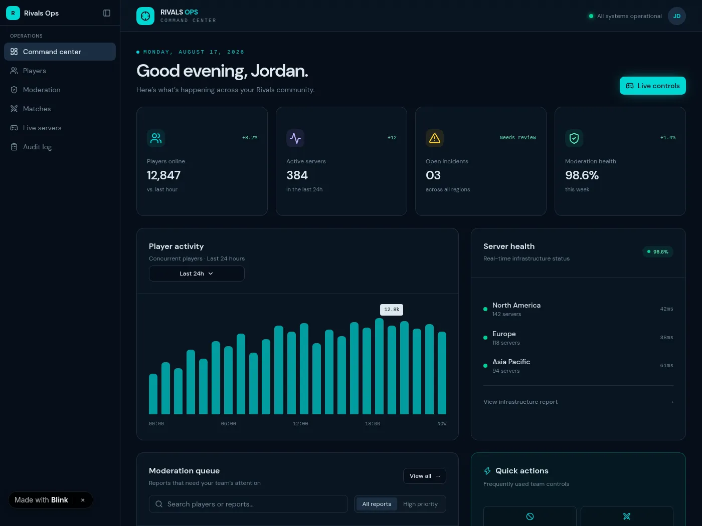 Rivals Admin Dashboard