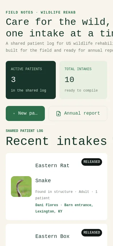 Wildlife Rehab Tracker
