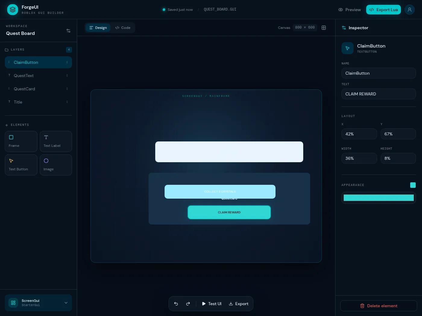 Roblox GUI Builder