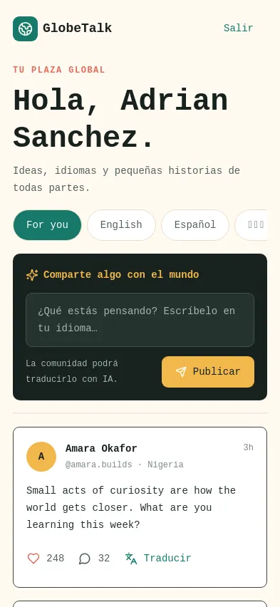 GlobeTalk Social App