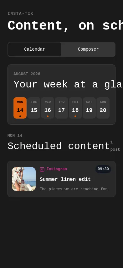InstaTok Scheduler
