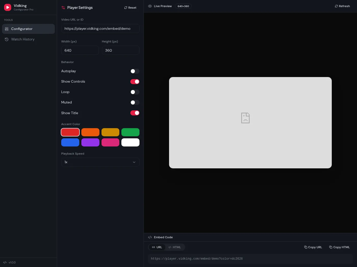 Vidking Configurator Pro