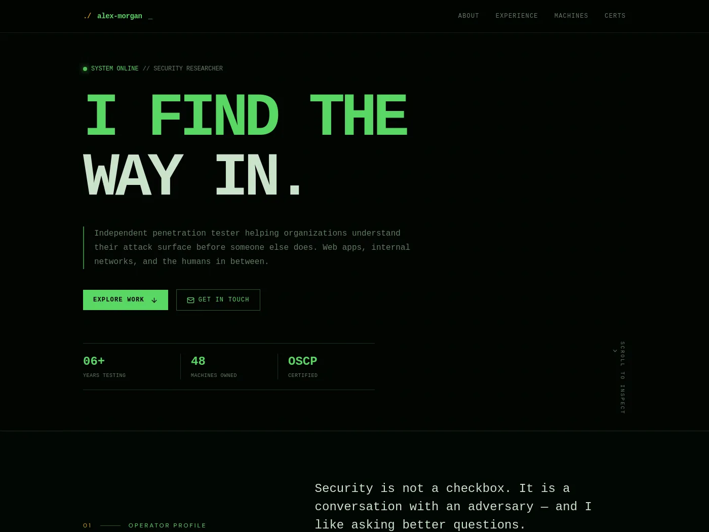 Pentester Portfolio Terminal