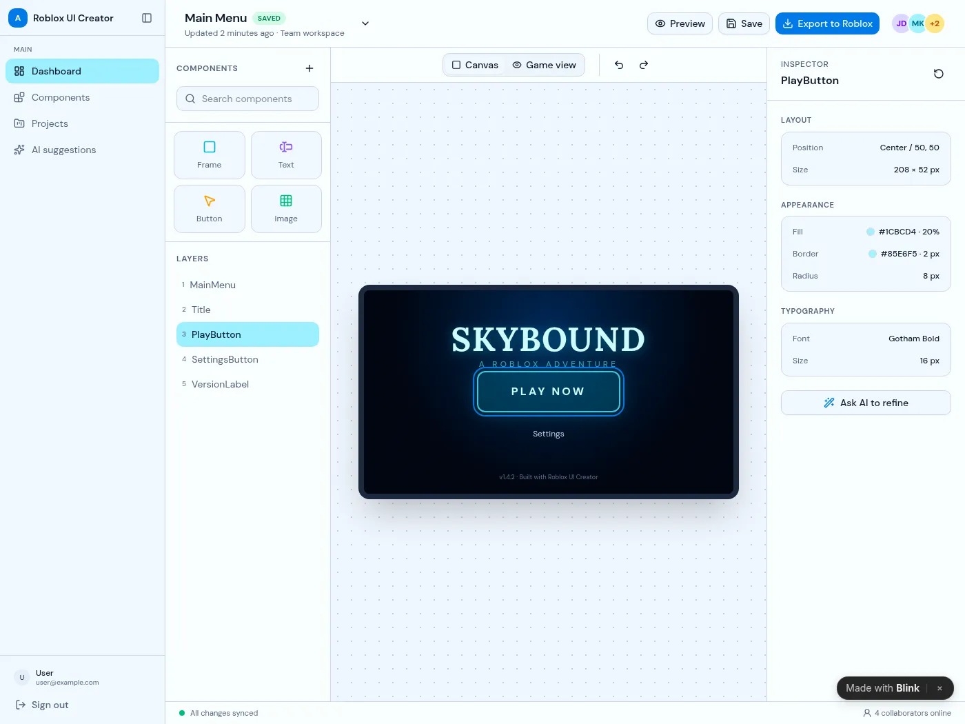 Roblox UI Creator