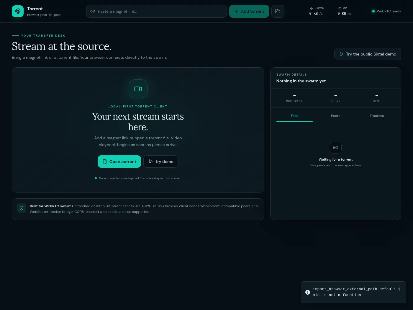 WebTorrent React Client