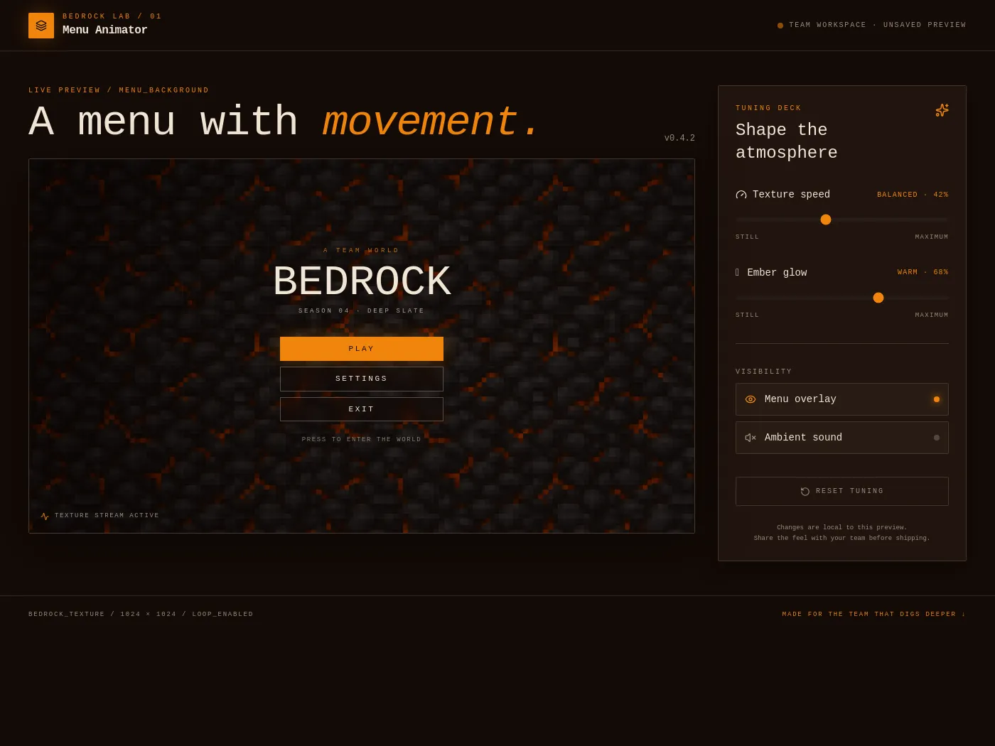 Bedrock Menu Animator