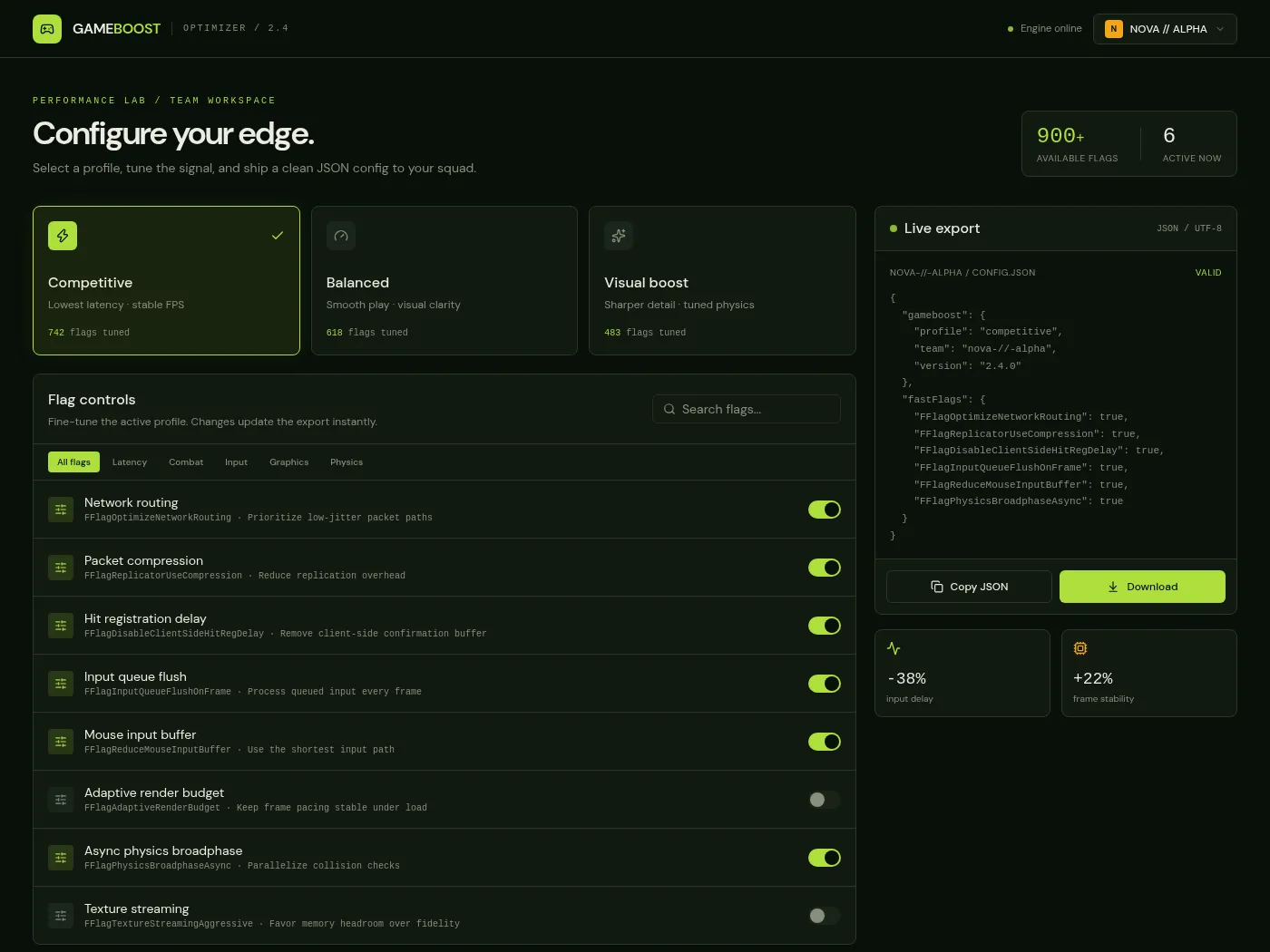 GameBoost JSON Optimizer