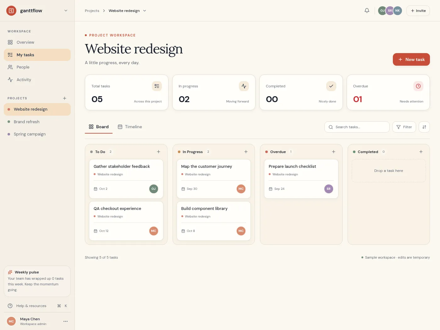 GanttFlow Team Tasks