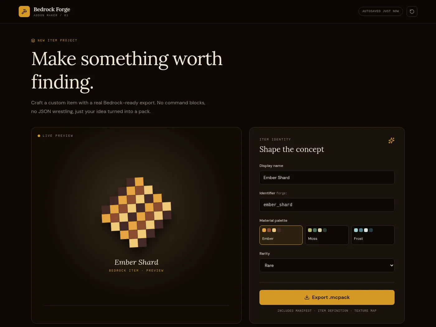 Bedrock Addon Maker