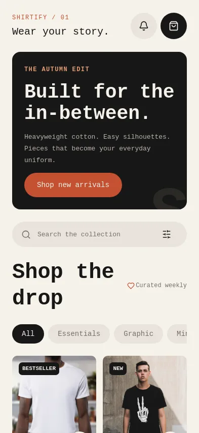 Shirtify Mobile Store