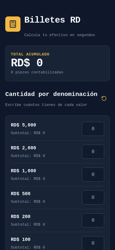 Calculadora de Billetes RD