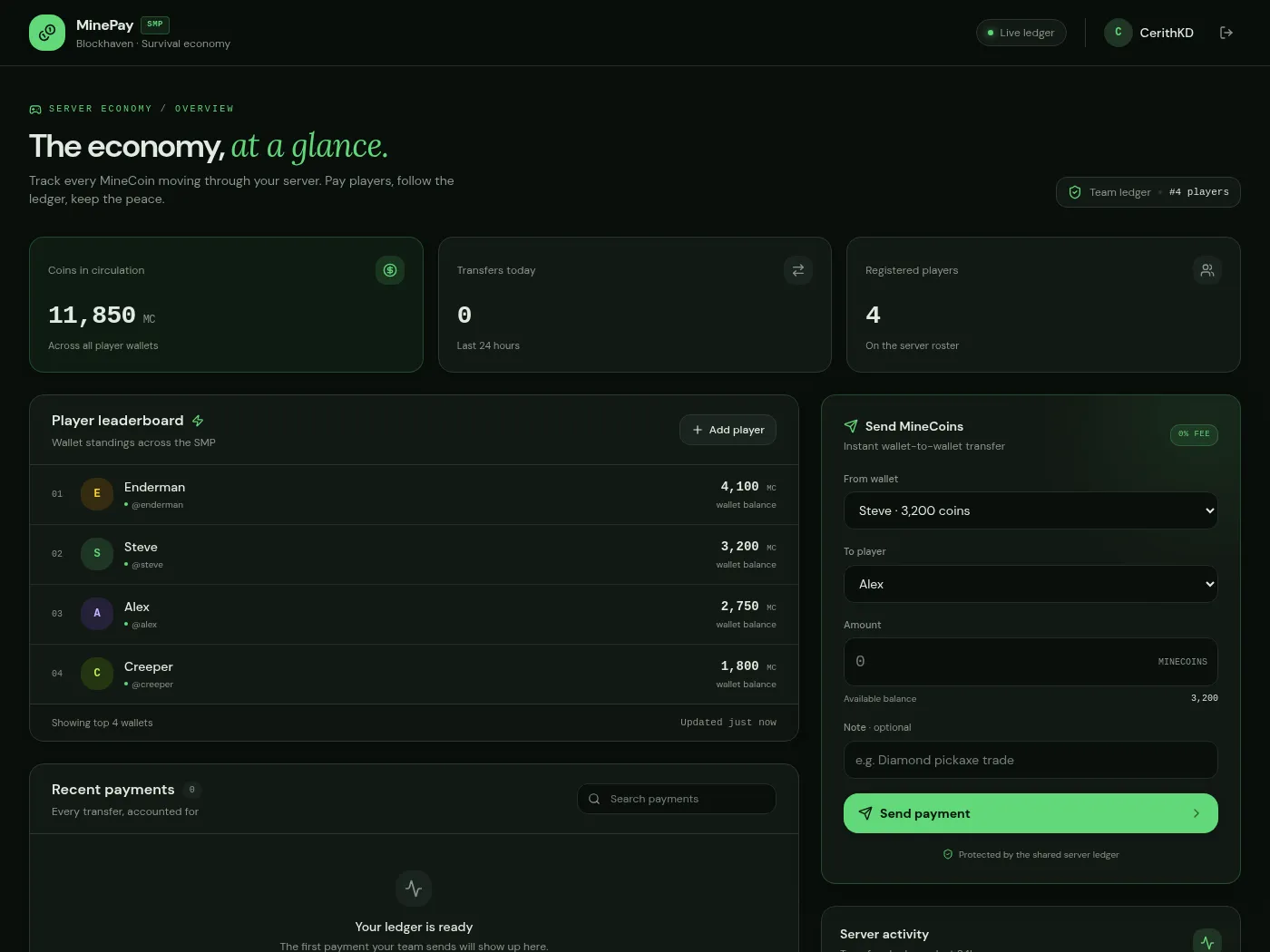 MinePay Dashboard