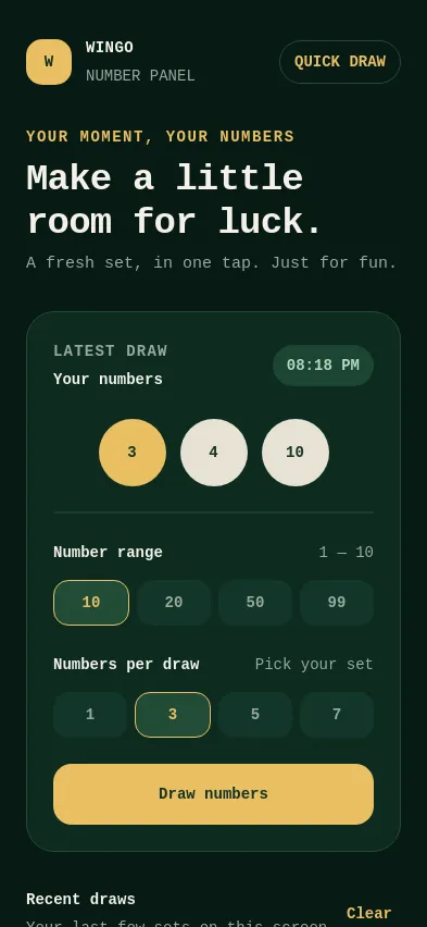 Wingo Number Panel