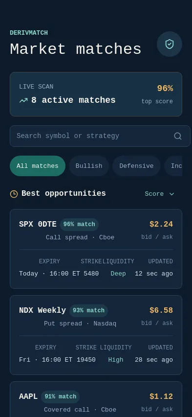 DerivMatch Mobile Tool