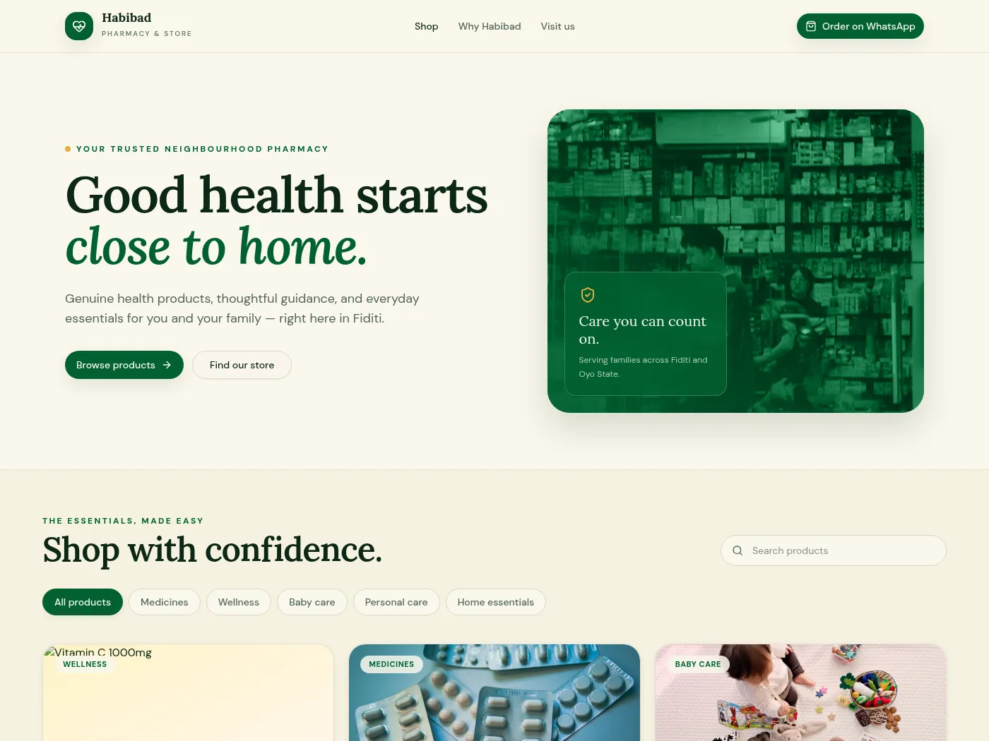 Habibad Pharmacy Website