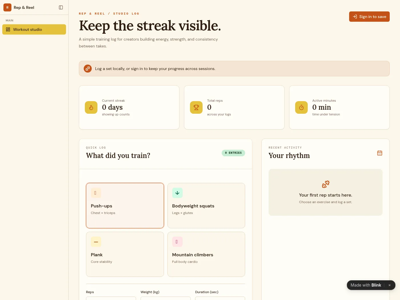 Creator Workout Tracker