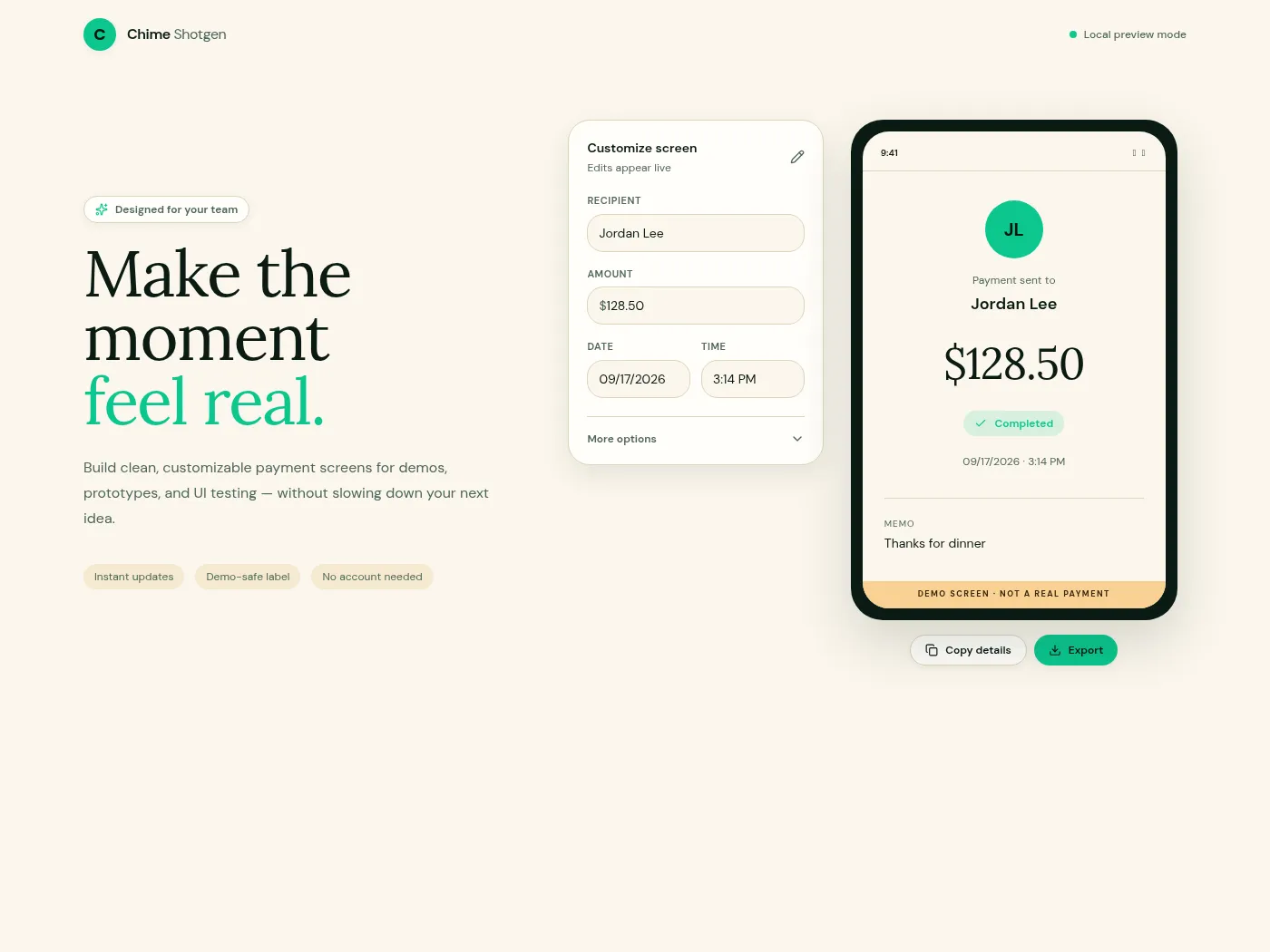 Chime Screenshot Builder