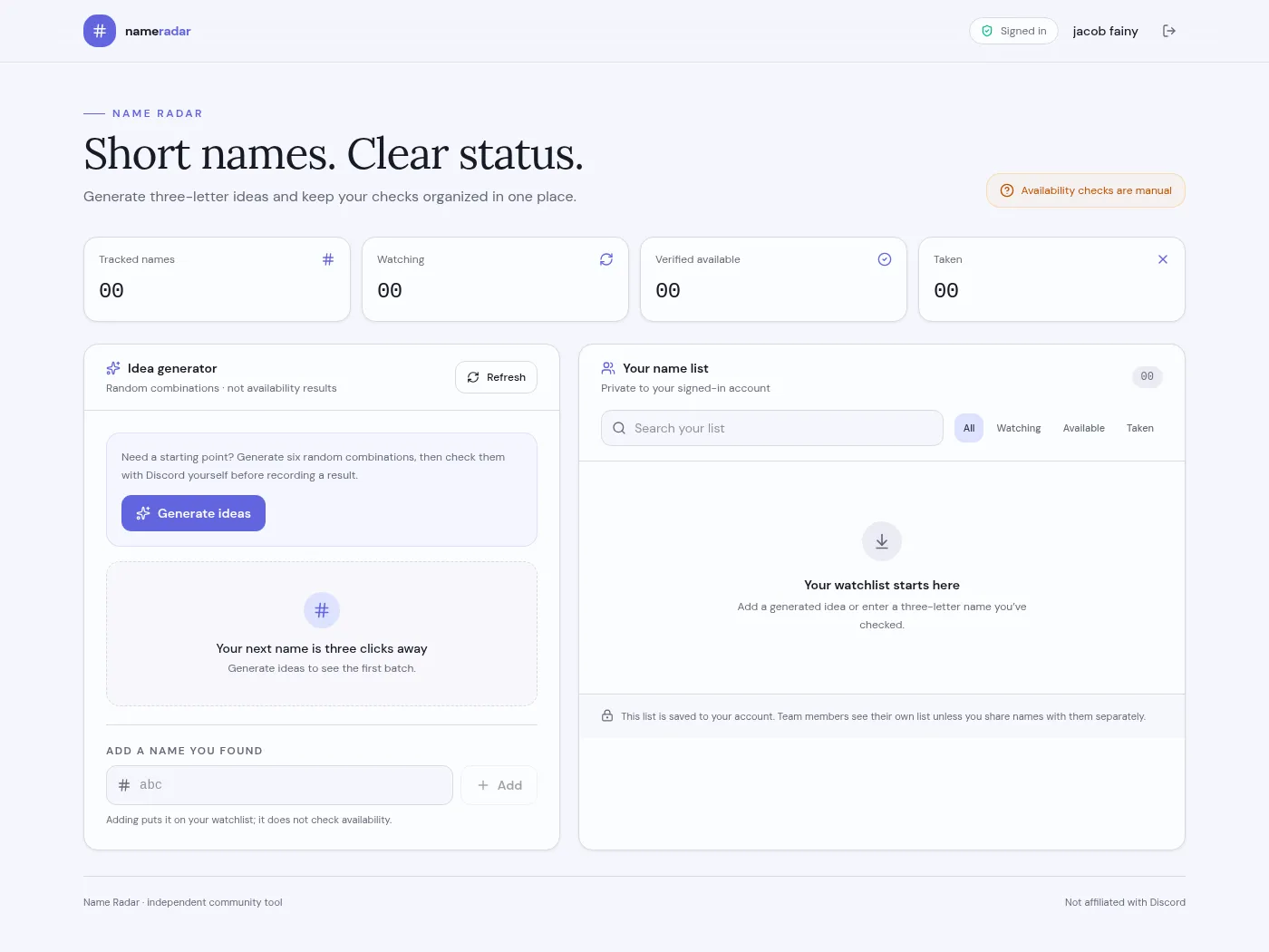 Discord Name Finder