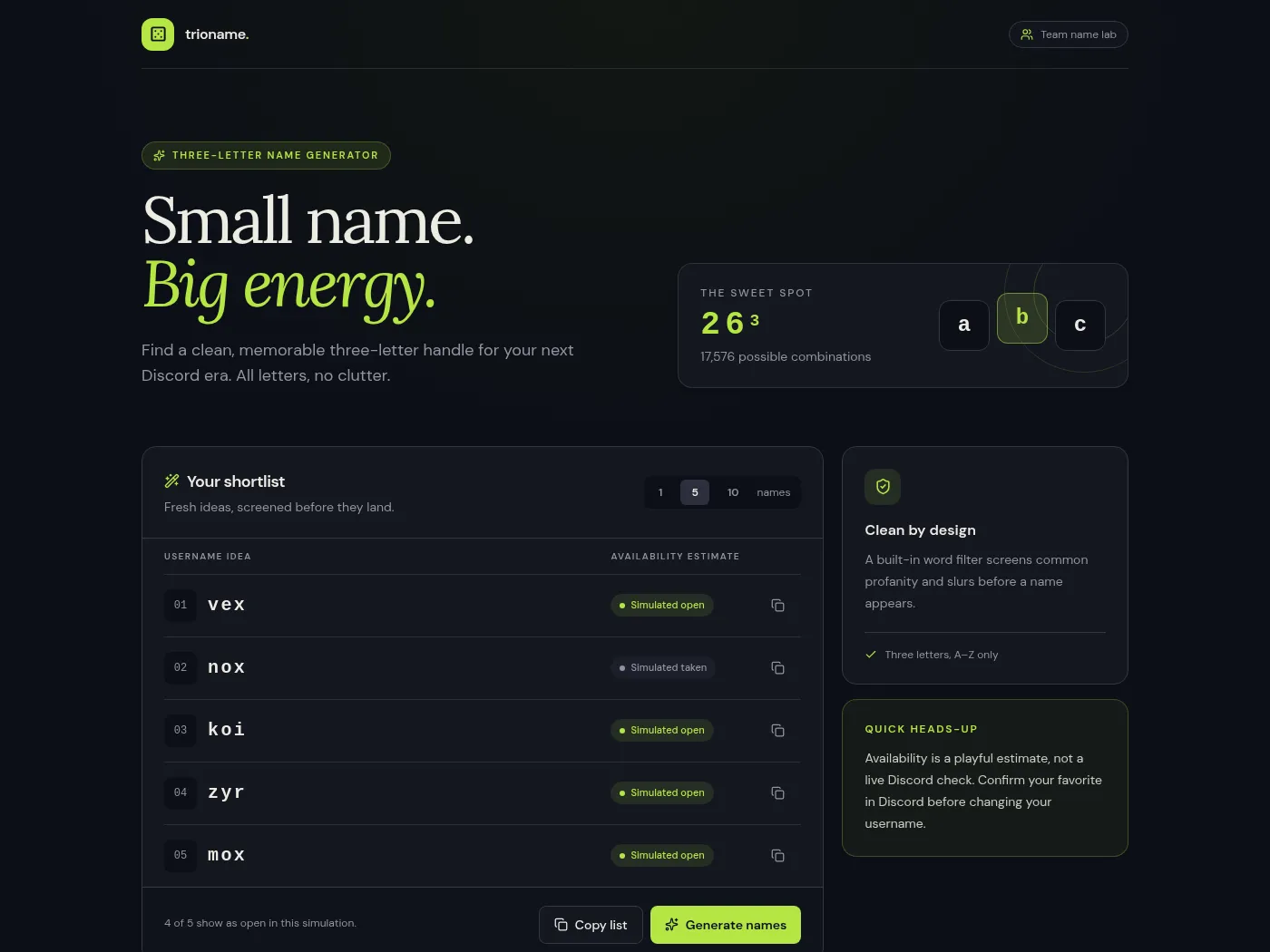 TrioName Discord Generator