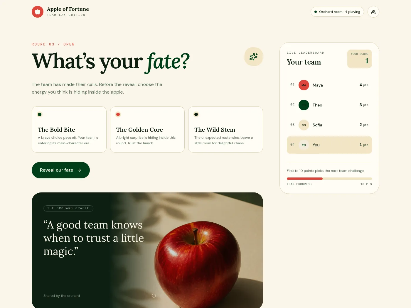 Apple of Fortune Teamplay