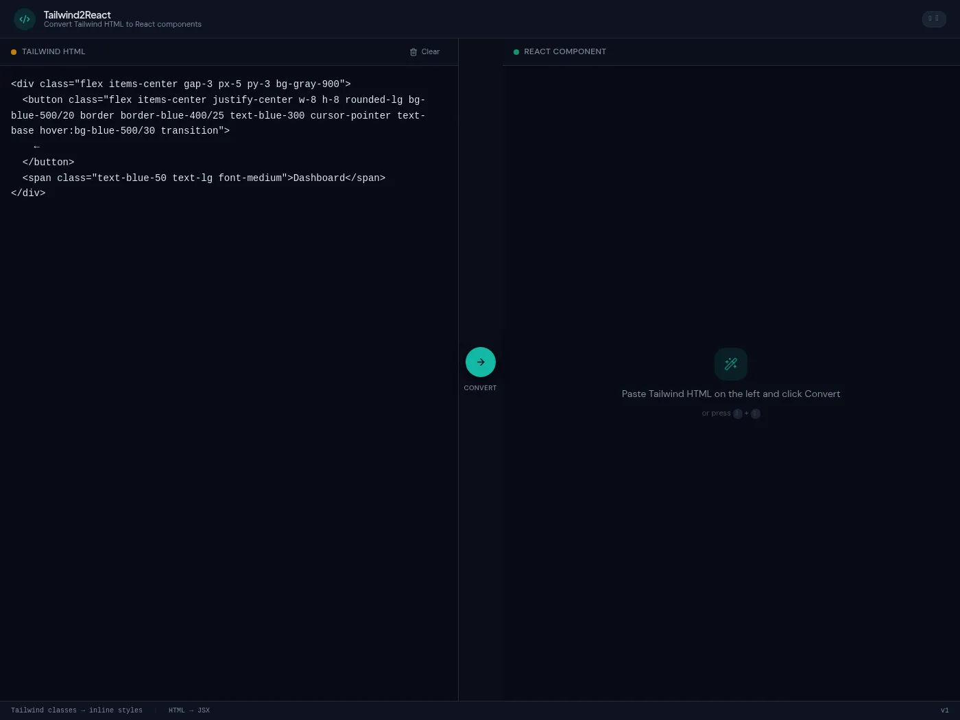 Tailwind2React Toolkit