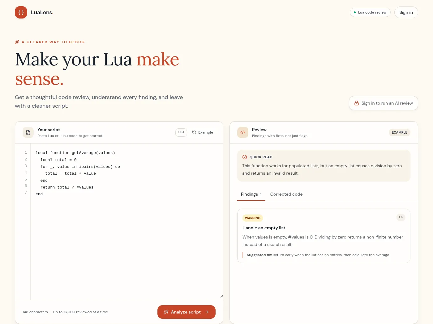 Lua Fixer AI Tool