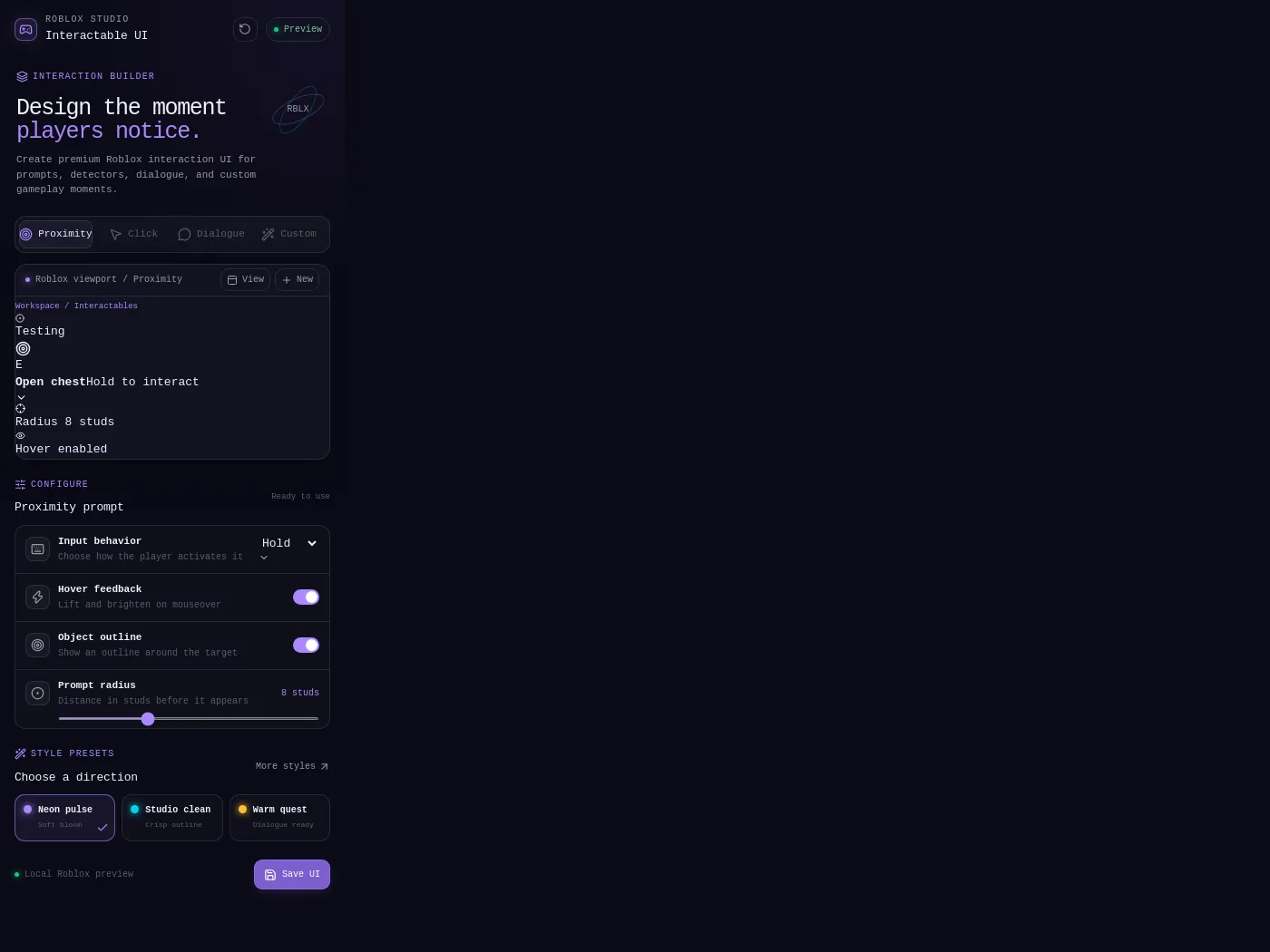 Interactable UI Kit