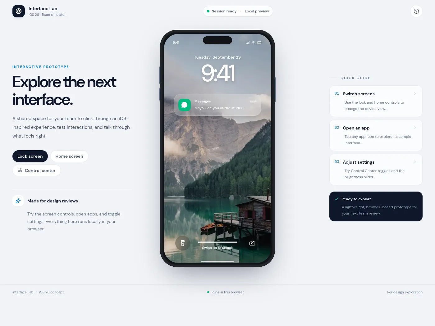 iOS 26 Web Simulator