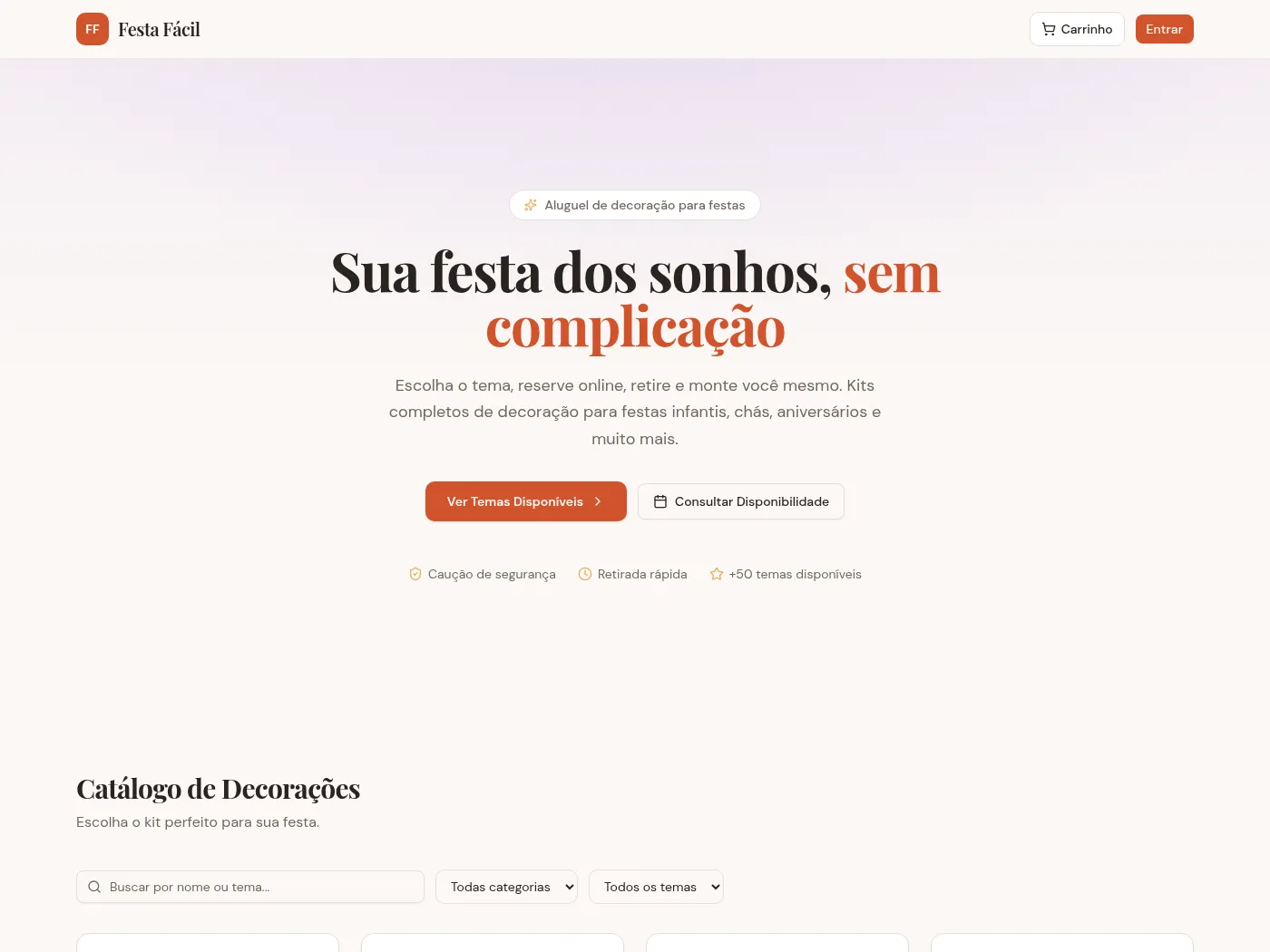 Festa Fácil Dashboard