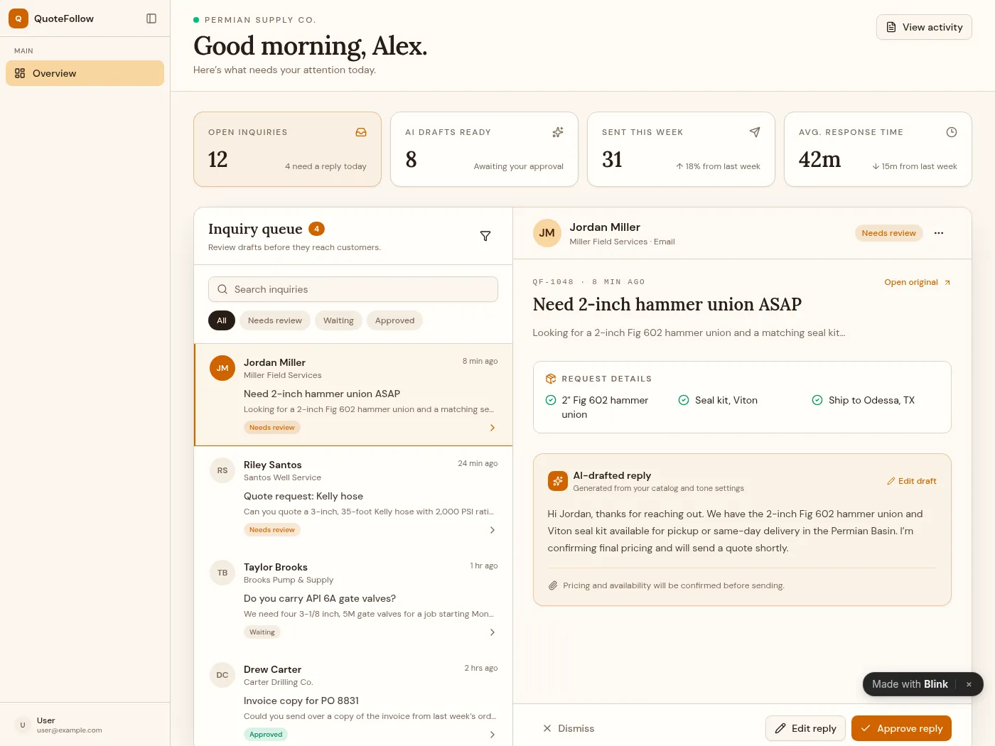 QuoteFollow Dashboard