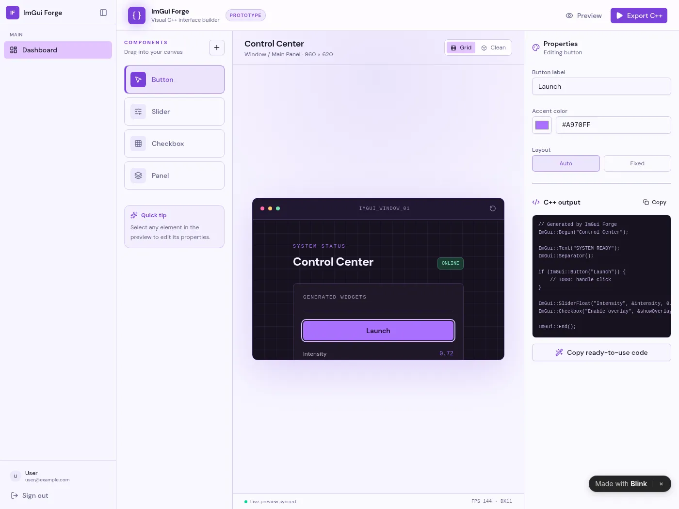 Purple ImGui UI Builder