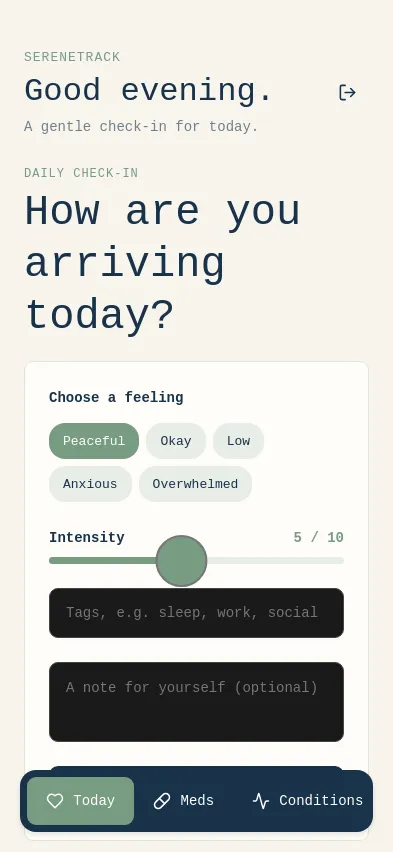 SereneTrack Wellness App
