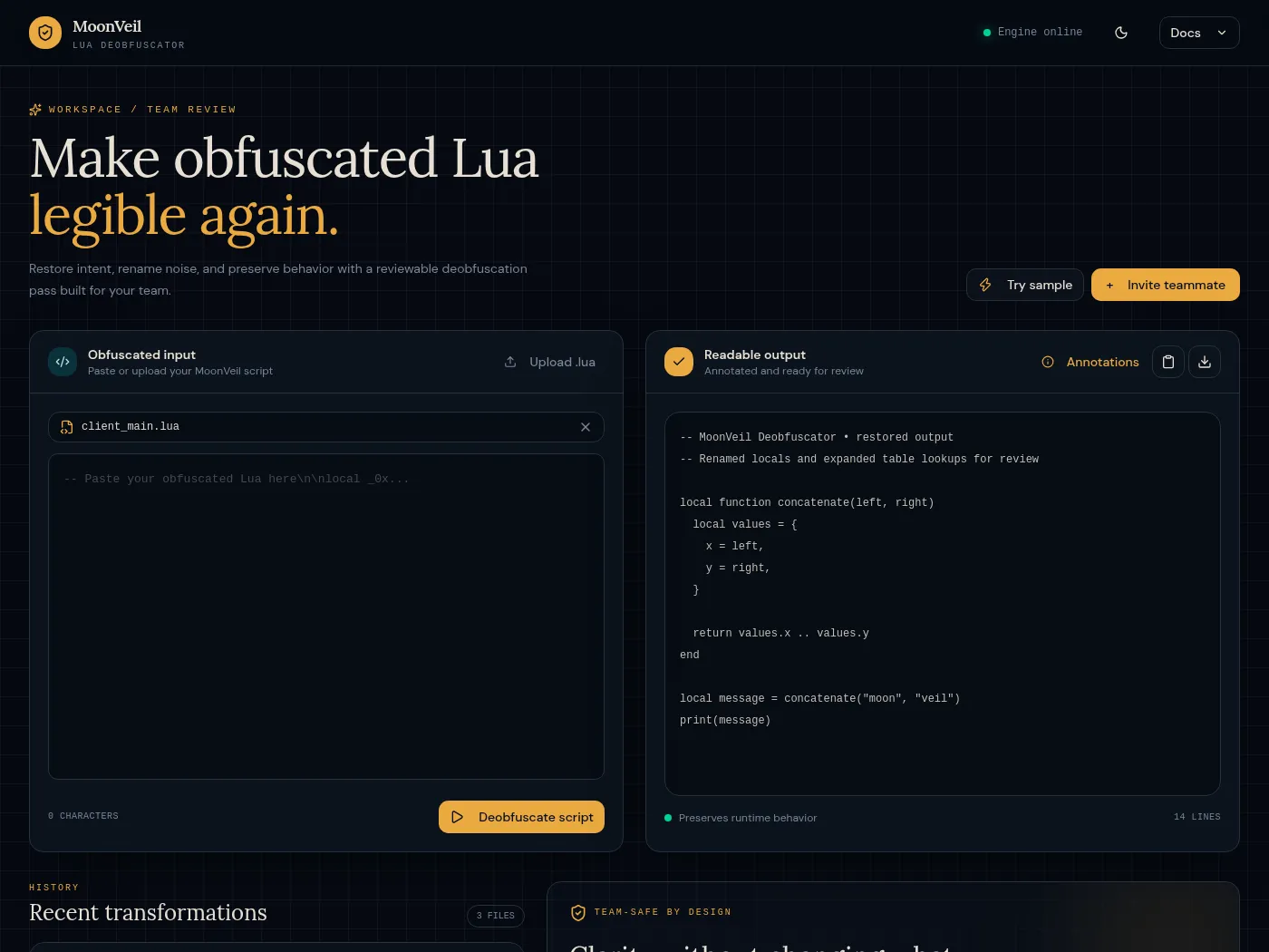 MoonVeil Lua Deobfuscator