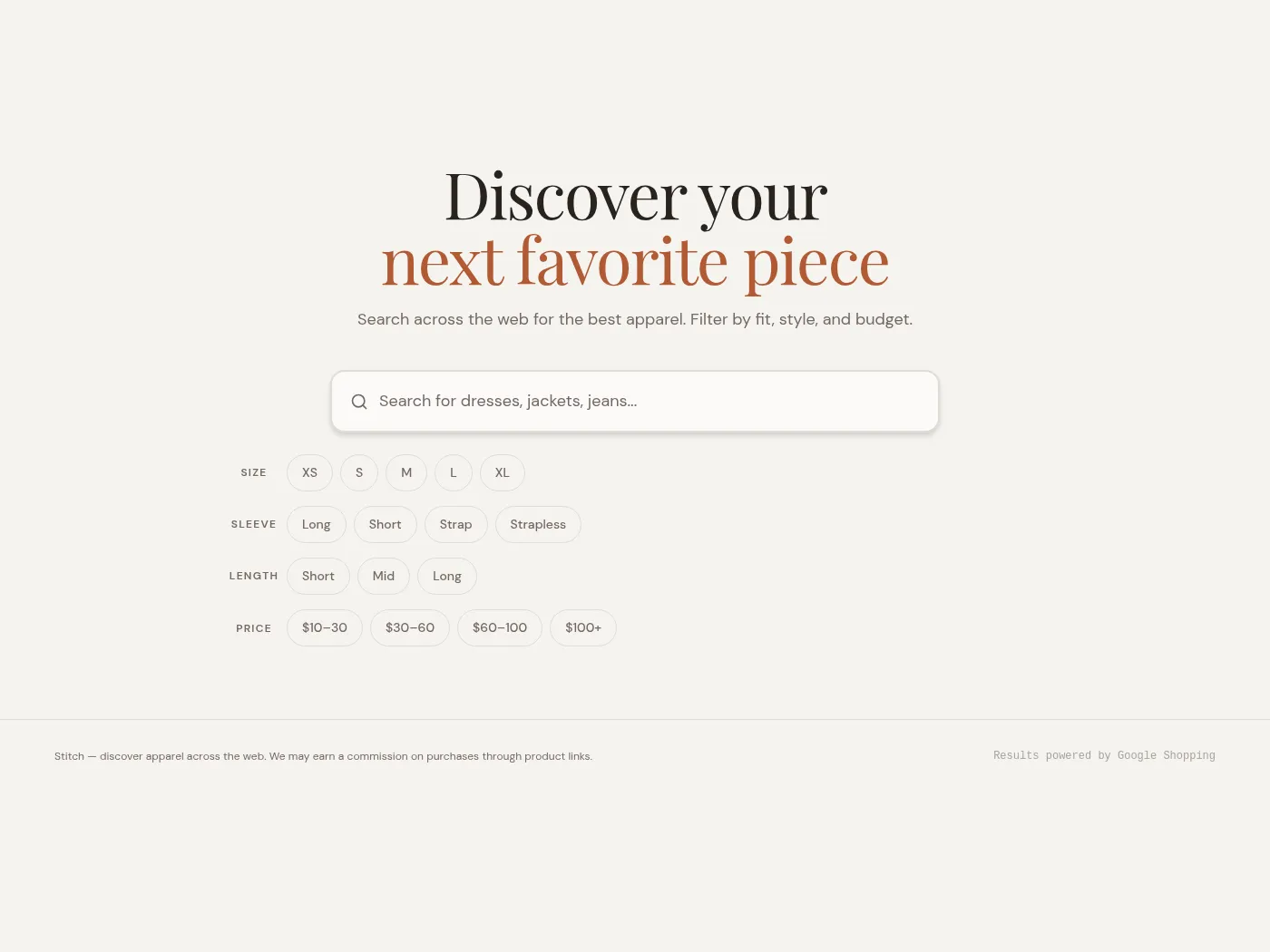 Apparel Search Landing