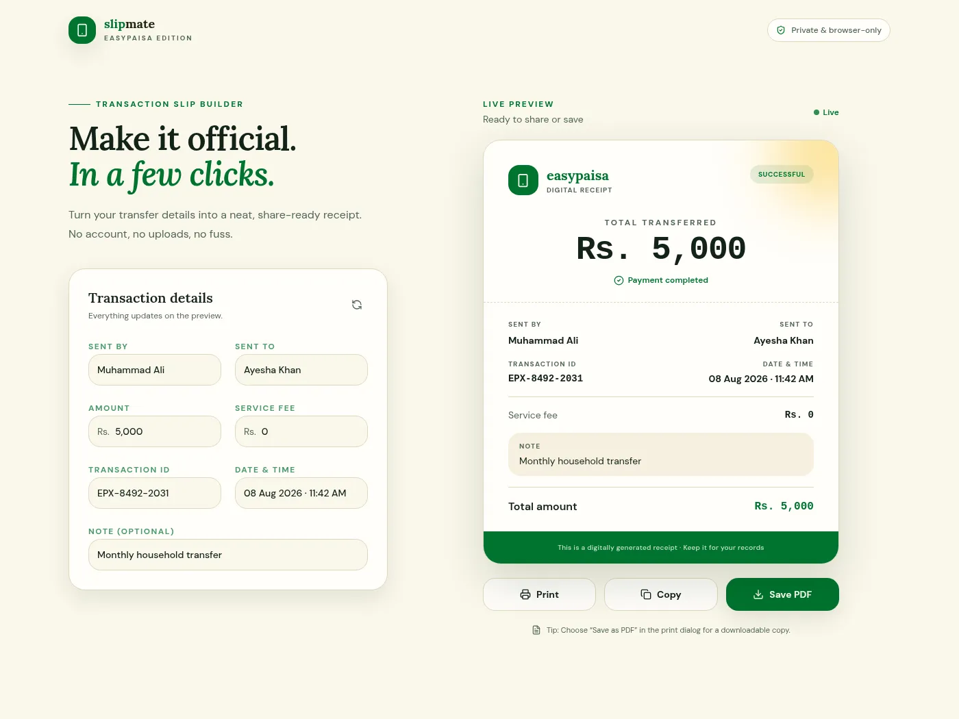 EasyPaisa Slip Generator
