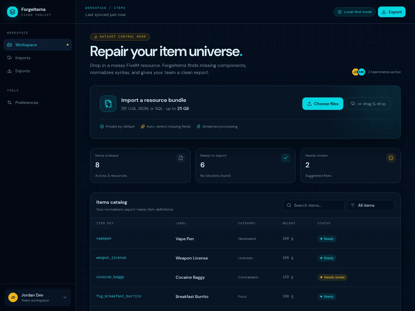 FiveM Items Manager
