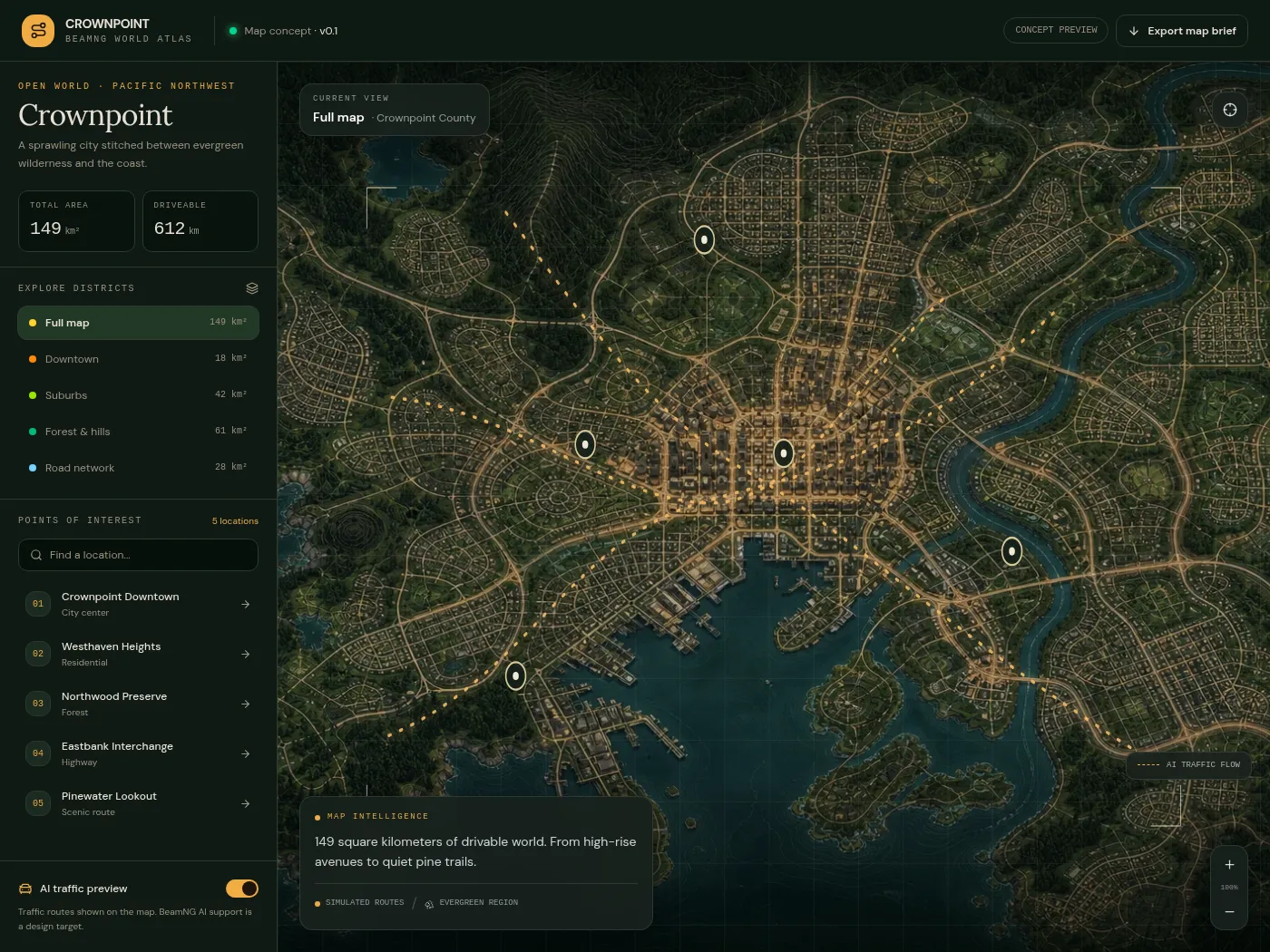AI City Map for BeamNG