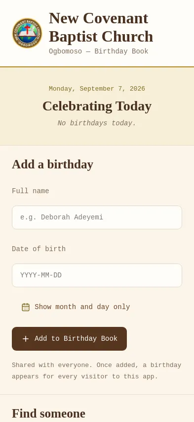 Celebration Directory App