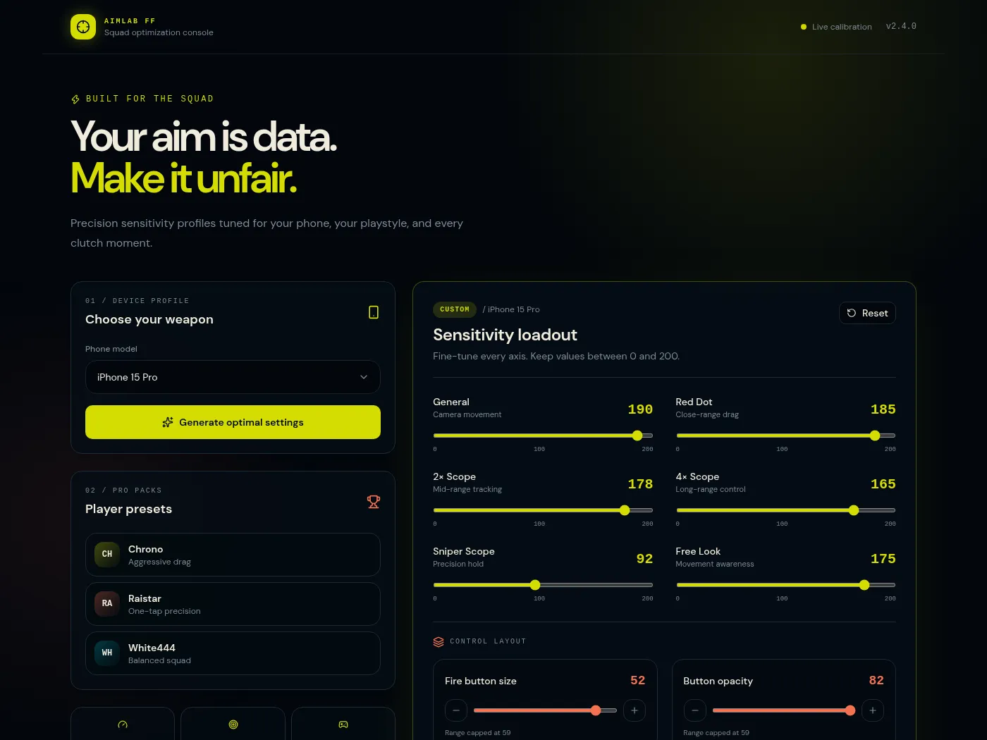 FF Sensitivity Optimizer