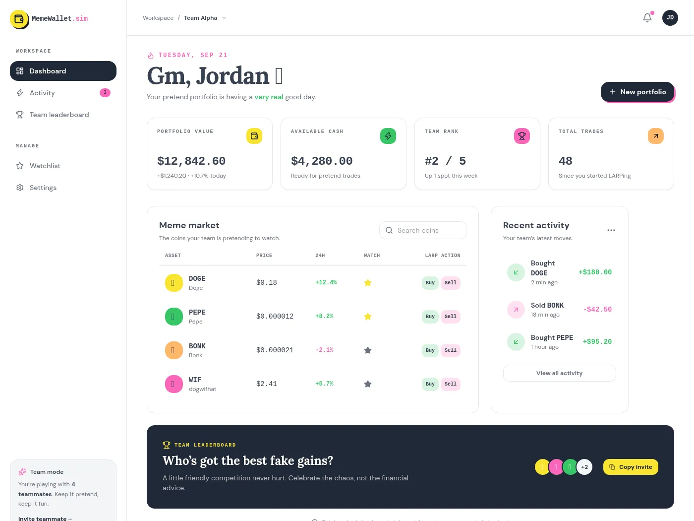 MemeCoin Wallet Simulator